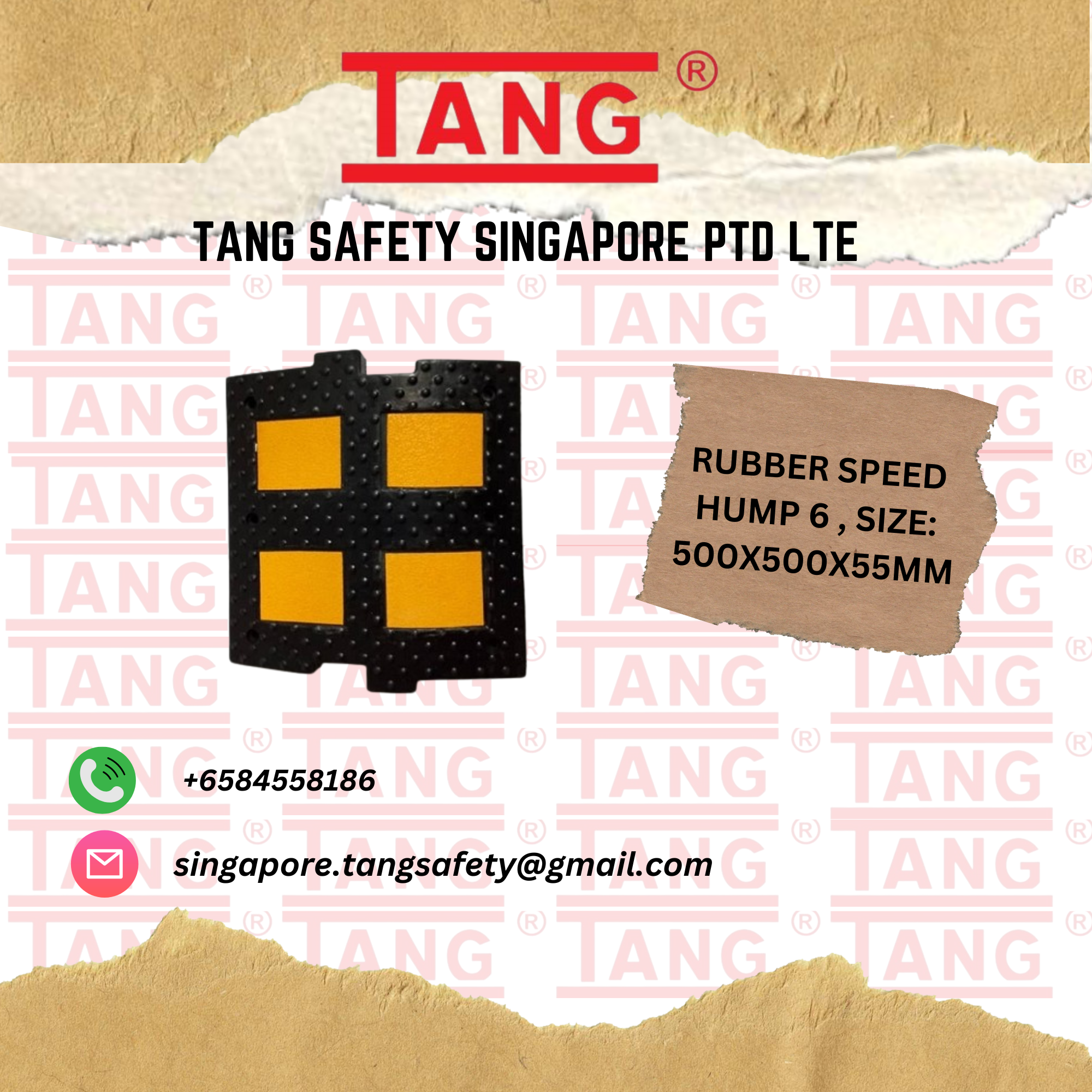 RUBBER SPEED HUMP 6 , SIZE: 500X500X55MM – TangSafety